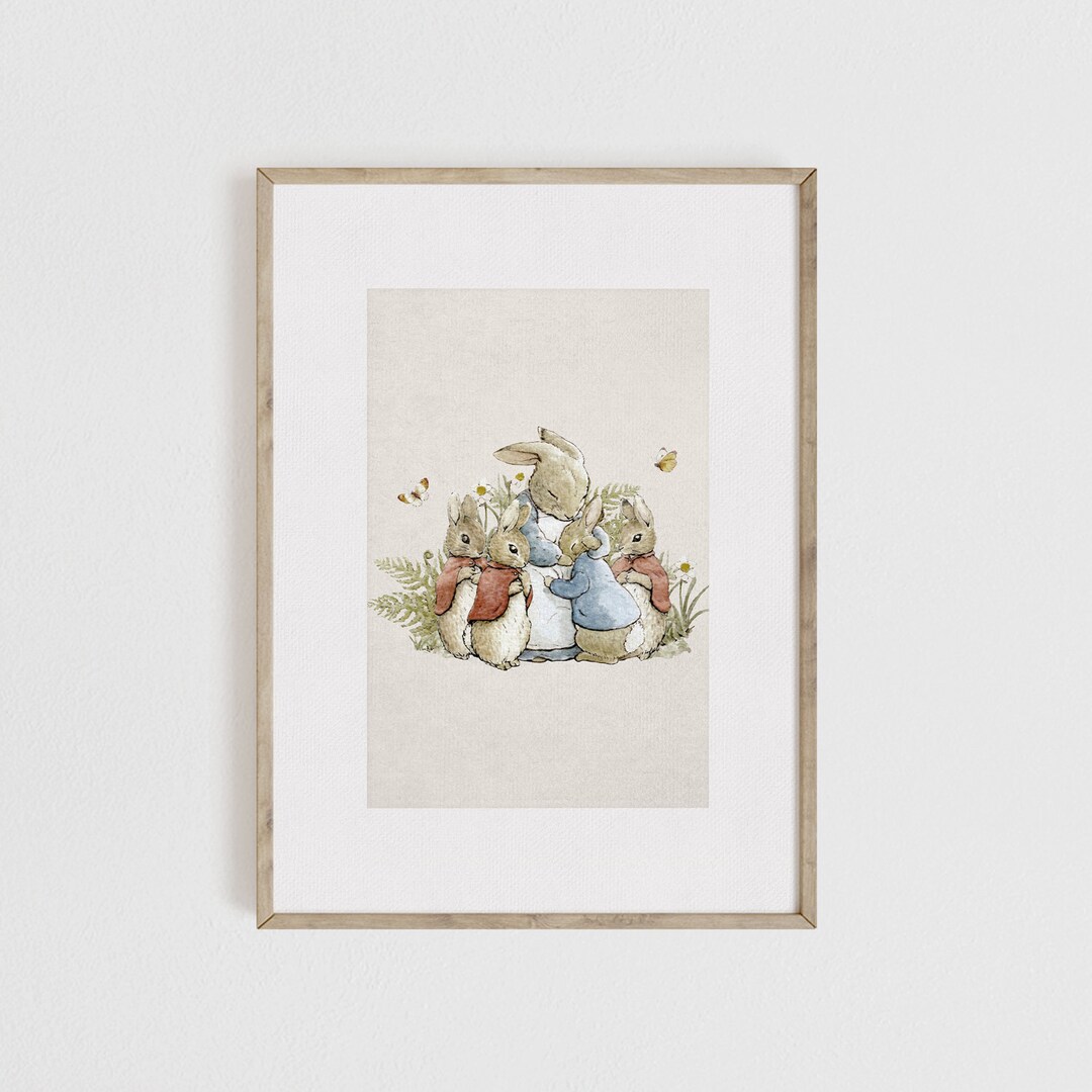 Peter Rabbit, Vintage Bunny Nursery Wall Art, Nursery Wall Art, Rabbit ...
