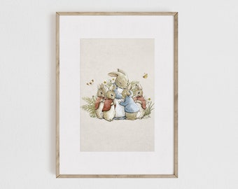 Peter Rabbit, Vintage Bunny Nursery Wall Art, Nursery Wall Art, Rabbit ...