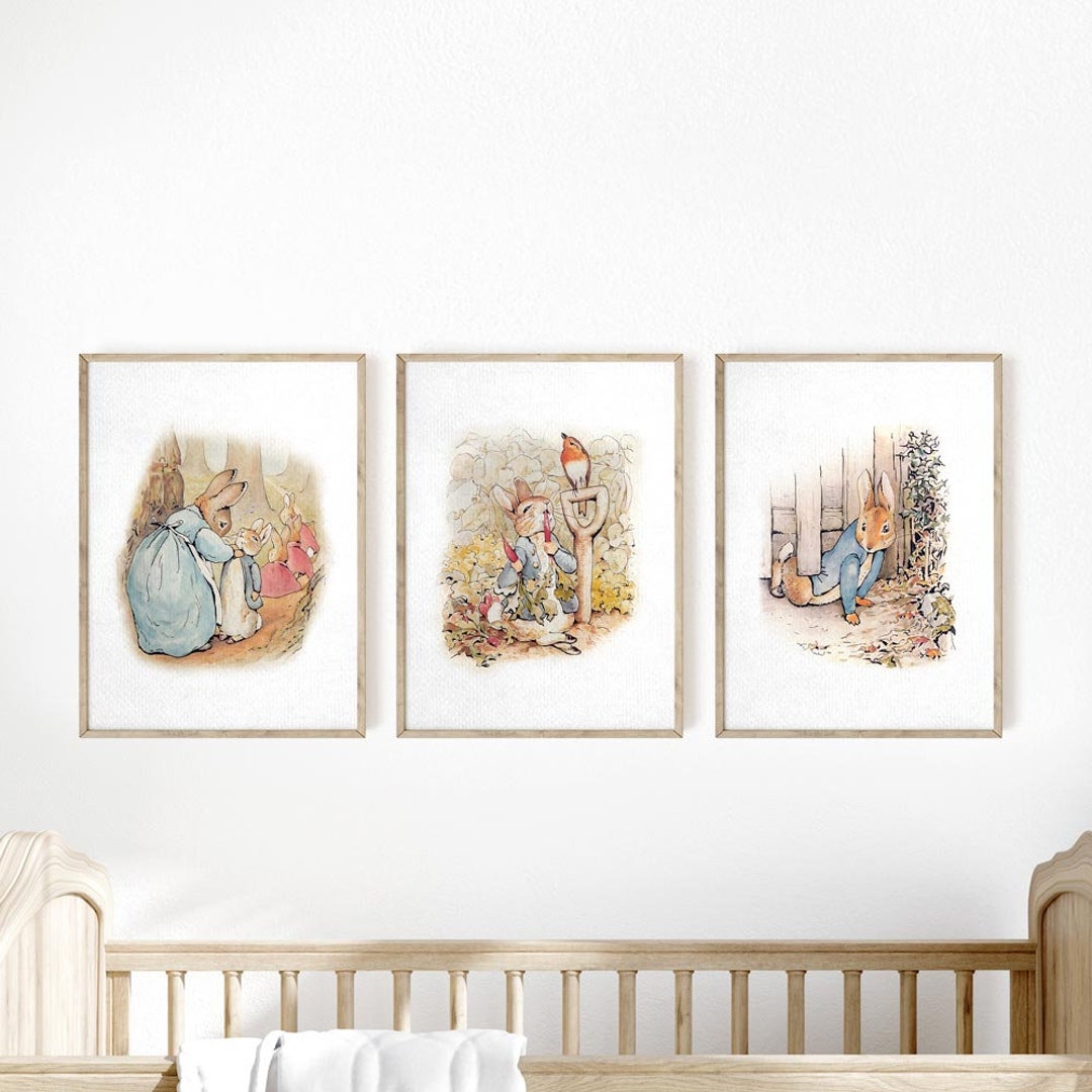 Peter Rabbit Nursery Wall Art, Set of 3 Beatrix Potter Nursery Art ...