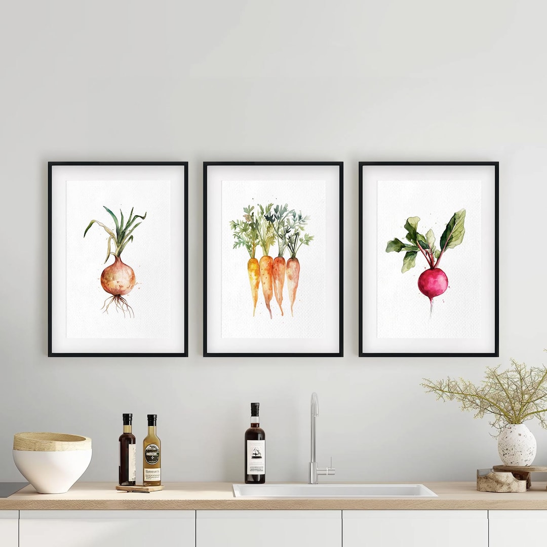 Set of 3 Watercolor Vegetables Wall Art Prints, Vegetables Prints ...