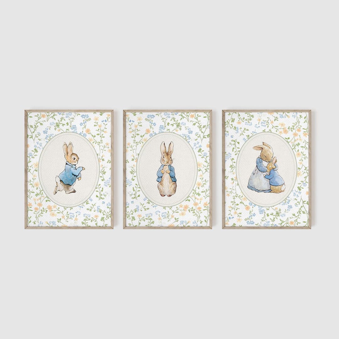 Set of 3 Vintage Peter Rabbit Prints, Peter Rabbit Nursery Decor ...