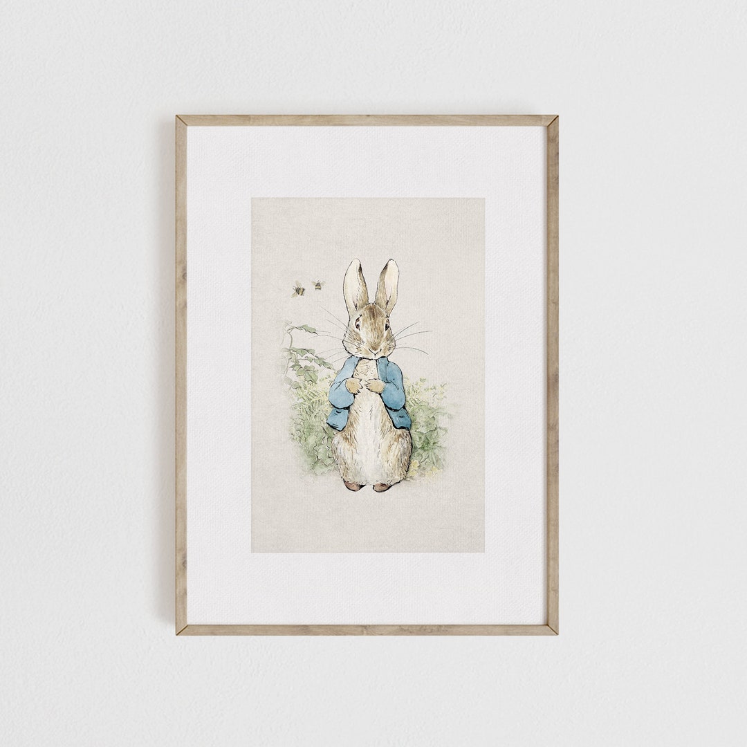 Peter Rabbit, Vintage Bunny Nursery Wall Art, Nursery Wall Art, Rabbit ...