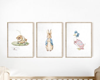 Peter Rabbit, Vintage Bunny Nursery Wall Art, Nursery Wall Art, Rabbit ...