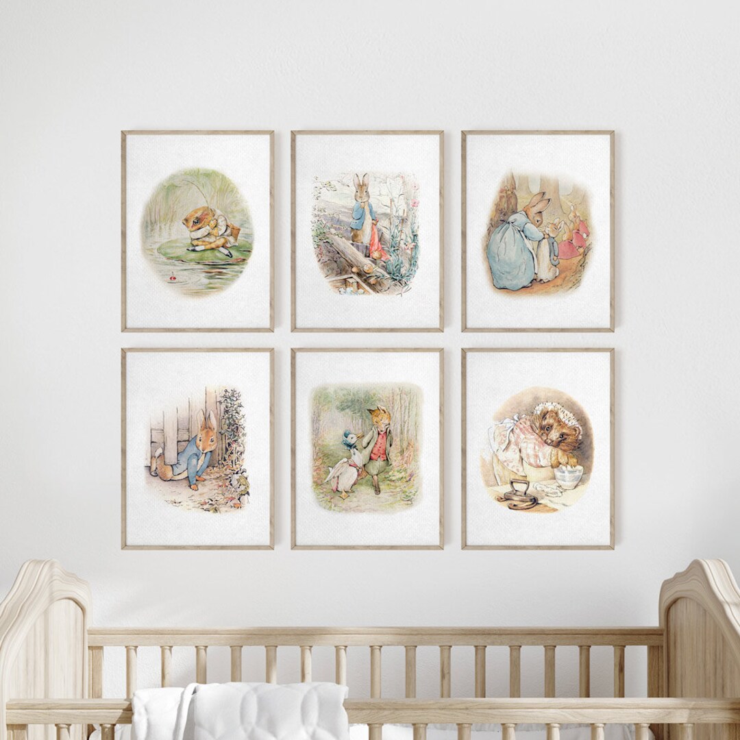 Set of 6 Classic Beatrix Potter Prints, Peter Rabbit, Vintage Bunny ...