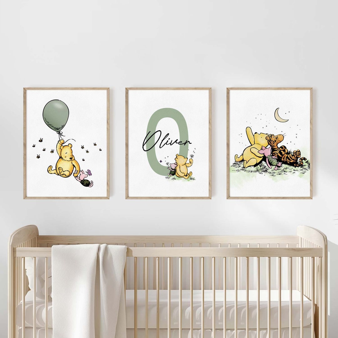 Winnie the Pooh Prints, Set of 3, Personalized Name Print, Winnie the ...