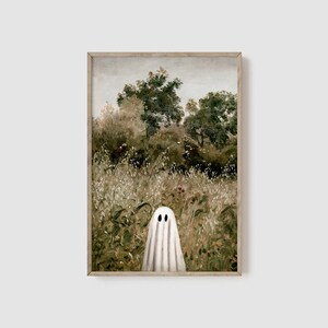 Cute Ghost in Wildflower Field, Ghost Art, Giclée Prints, Halloween ...