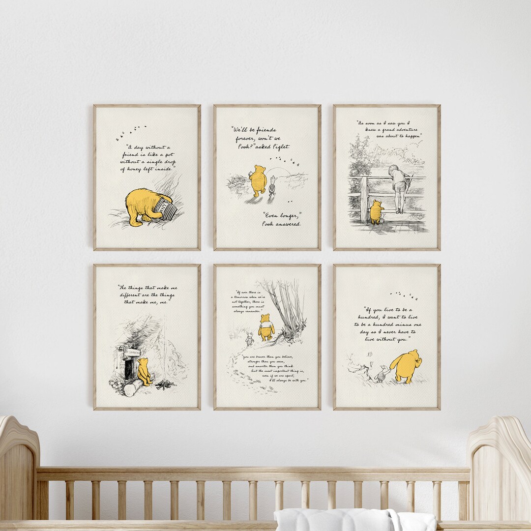 Winnie the Pooh Quote Prints, Set of 6 Prints, A.A. Milne Quotes ...