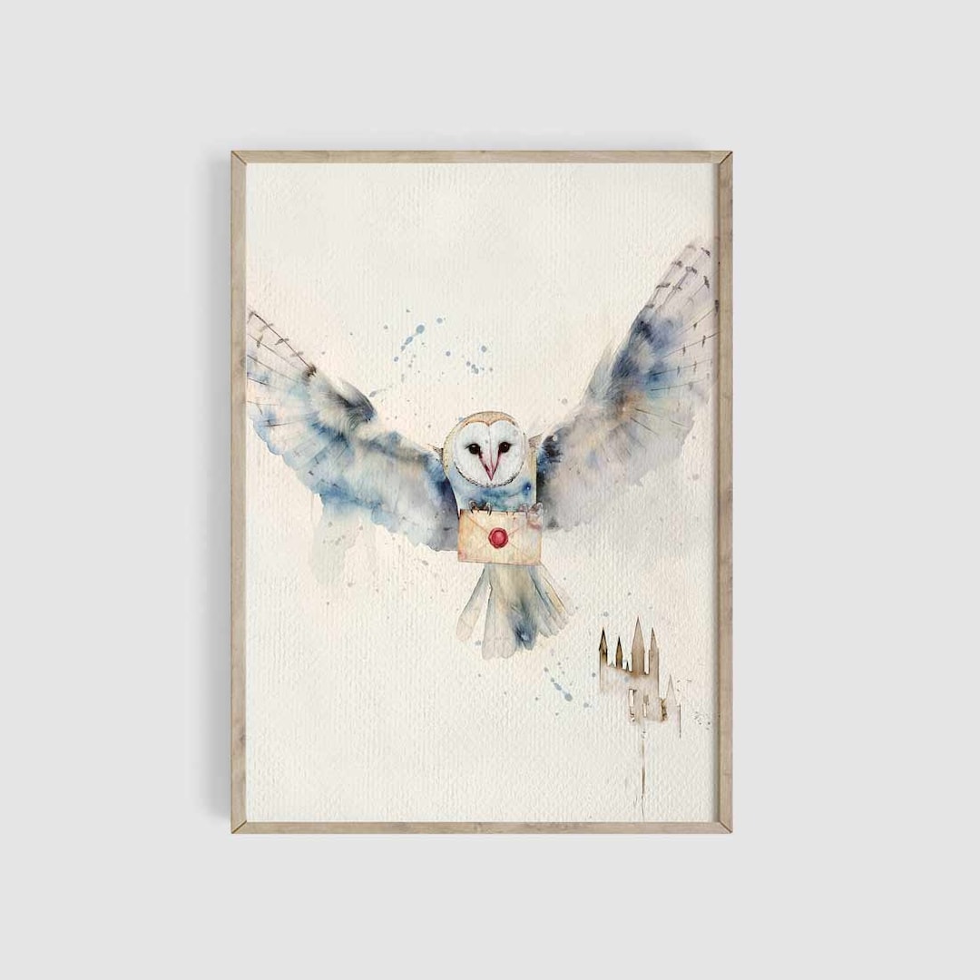 Snowy Owl Wall Art, Wizard Neutral Nursery, Wizarding Baby Decor, Fan ...