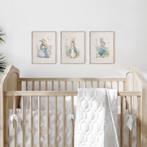 Peter Rabbit Nursery, Set of 3, Vintage Bunny Nursery Wall Art ...