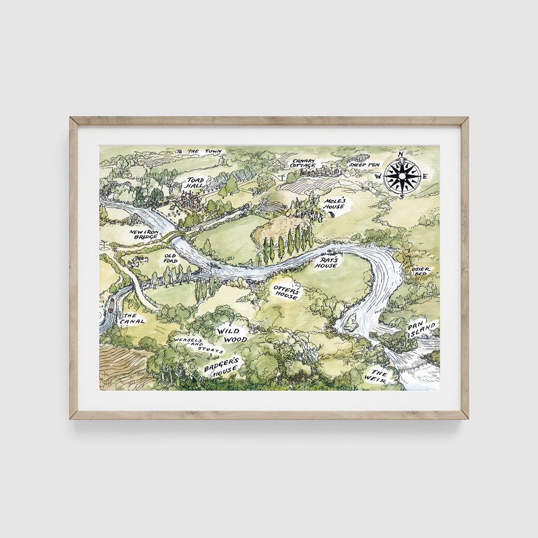 Wind in the Willows Map Print, Childrens Room Decor, Map Decor, Nursery ...