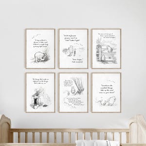 Winnie the Pooh Quote Prints, Set of 6 Prints, A.A. Milne Quotes ...