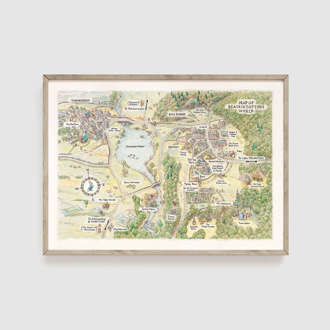 Peter Rabbit Map Print, Beatrix Potter Prints, Childrens Room Decor ...