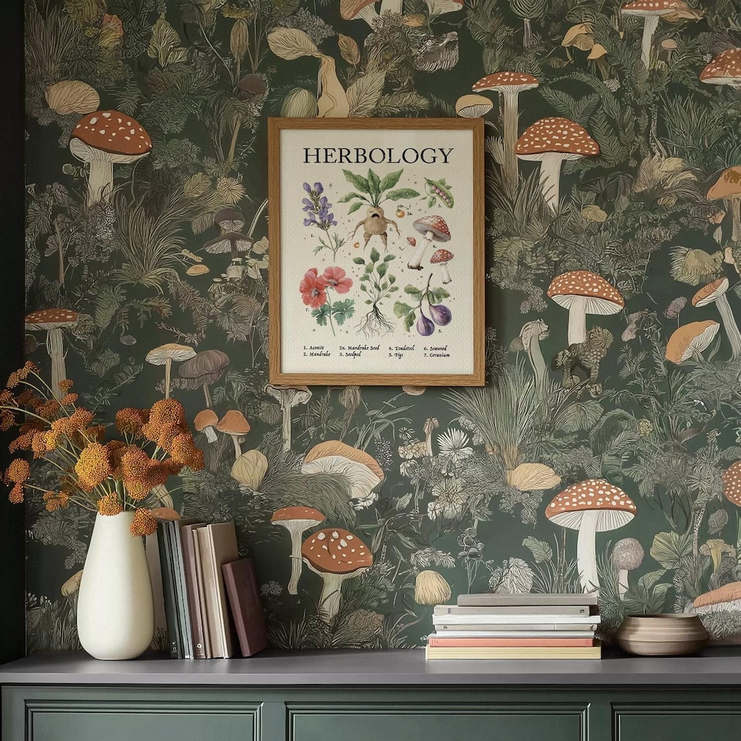 Herbology Art Print, Wizarding Botanical Watercolor Art, Wizard Nursery ...