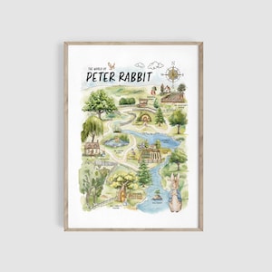 Peter Rabbit Watercolor Map Art Print, Nursery Art, Easter Print ...