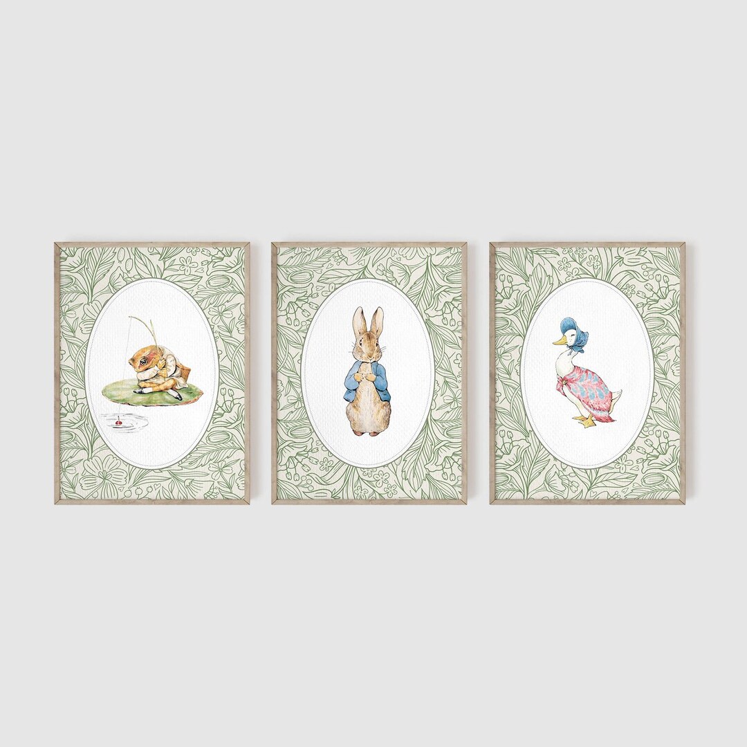 Set of 3 Vintage Peter Rabbit Prints, Peter Rabbit Nursery Decor ...
