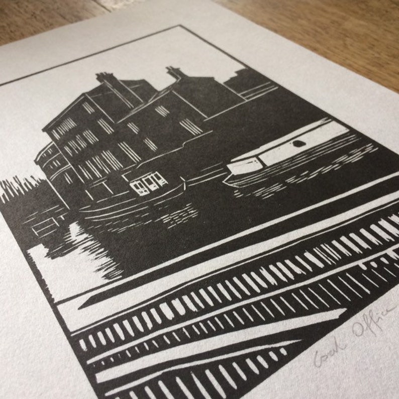 Original Linocut Print, London Scene, Coal Office Building at Kings ...