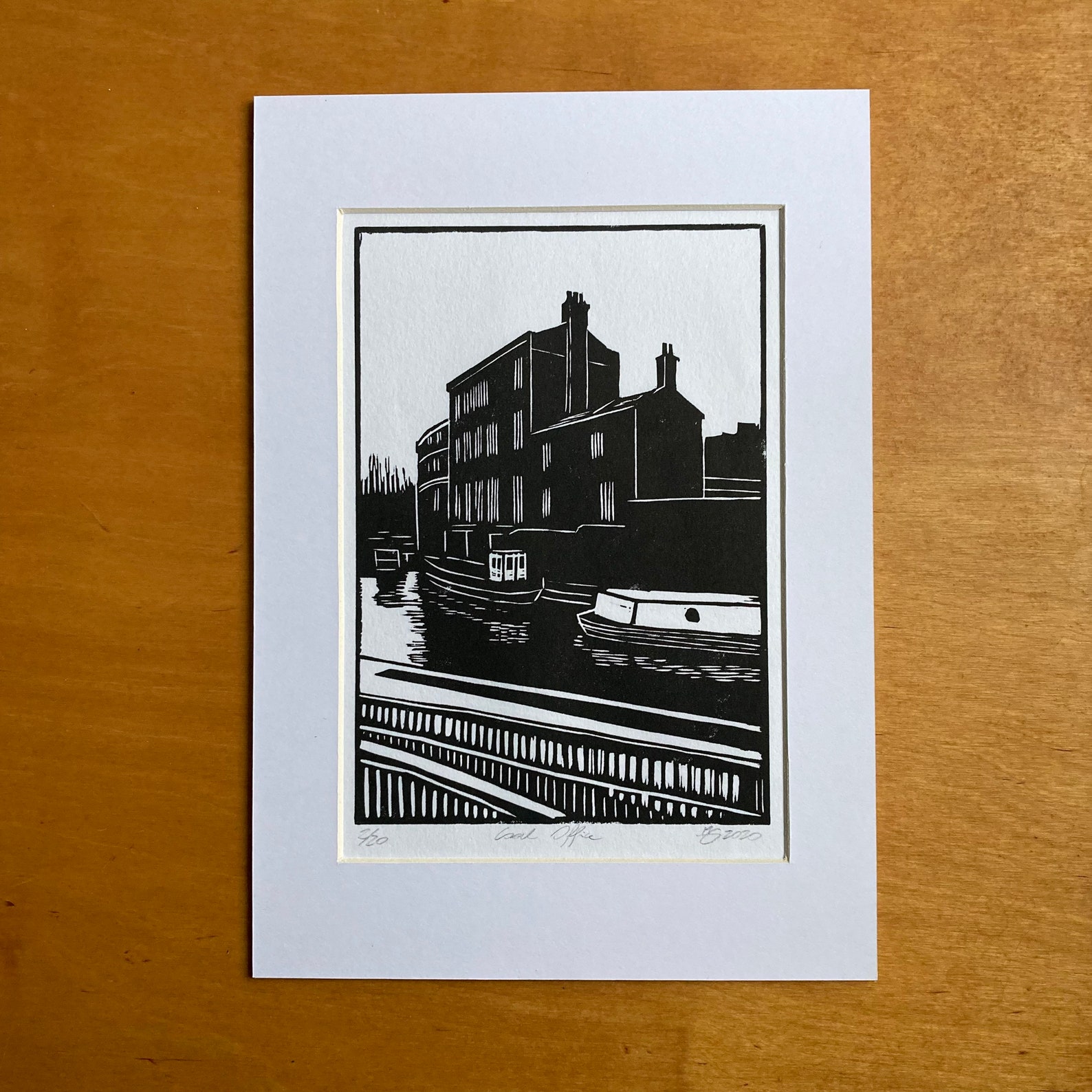 Original Linocut Print, London Scene, Coal Office Building at Kings ...