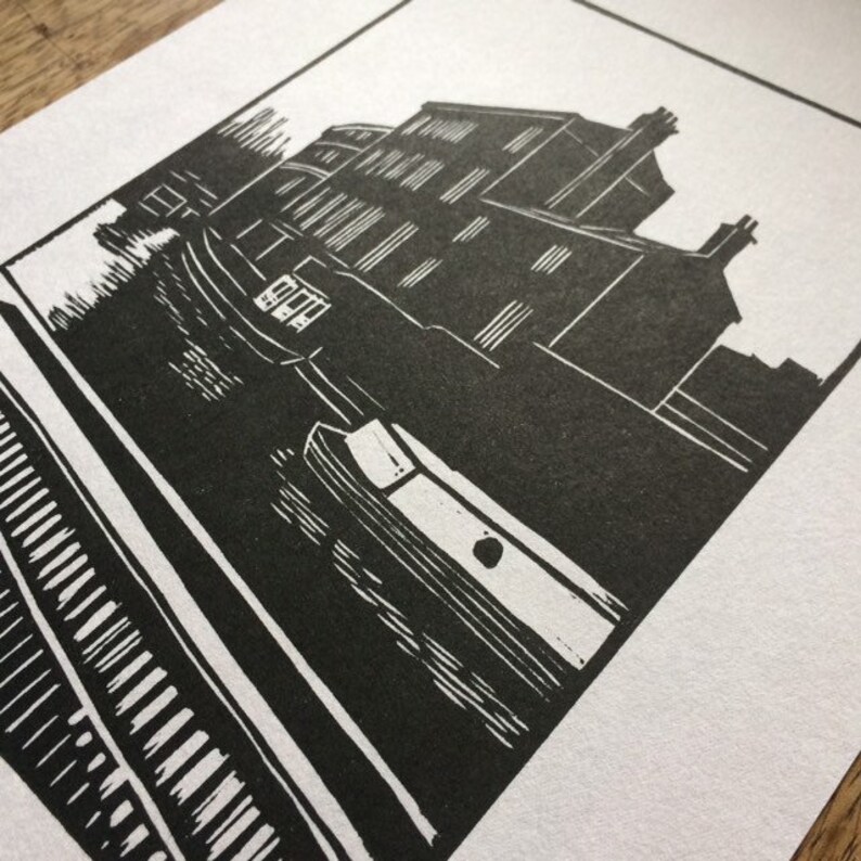 Original Linocut Print, London Scene, Coal Office Building at Kings ...