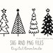 Christmas Tree Doodles SVG and PNG Cut Files Hand Drawn - Etsy