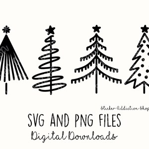 Christmas Tree Doodles | SVG and PNG Cut Files | Hand Drawn Icon ...
