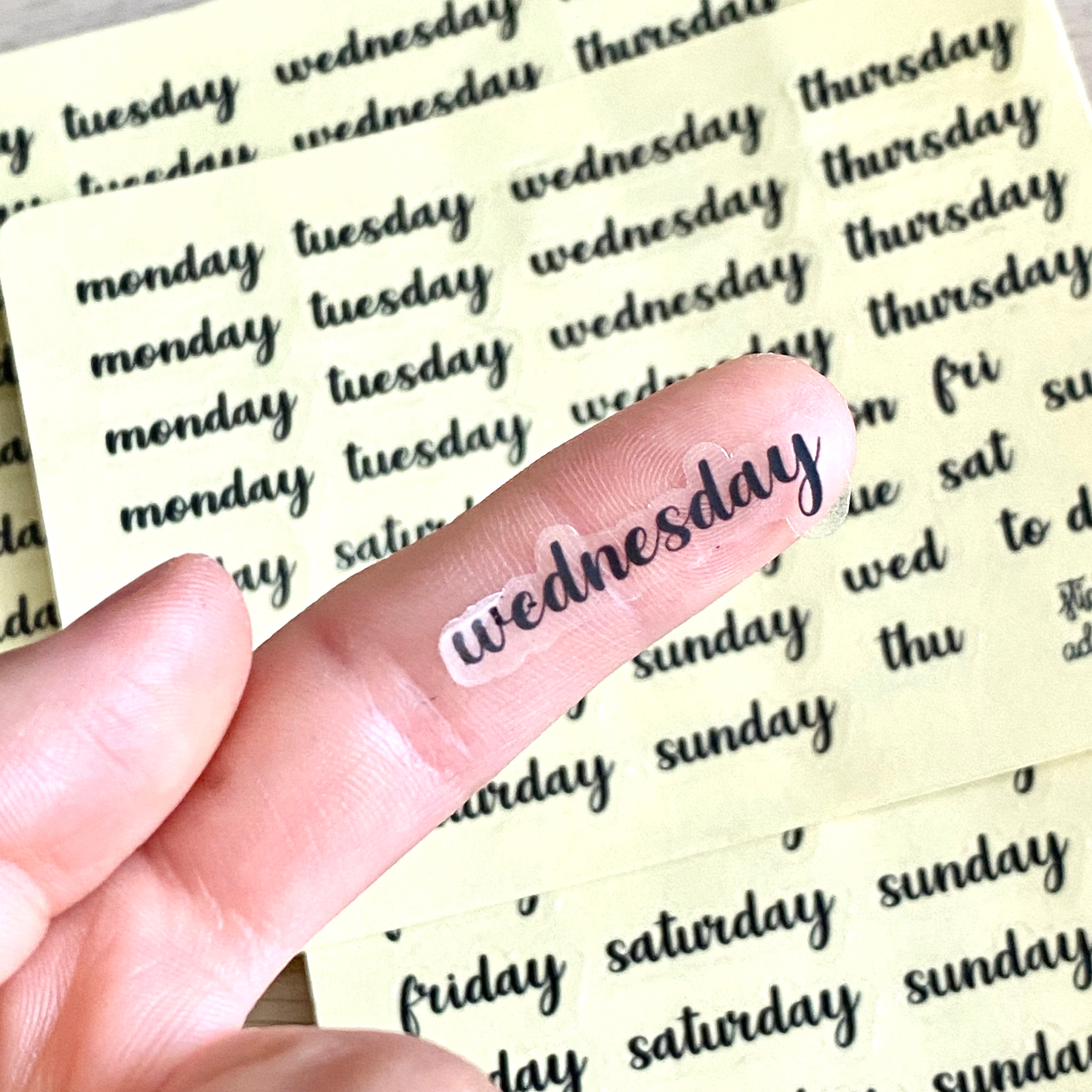 Paper Paper & Party Supplies Labels Clear Sticker Paper WEEKDAYS SCRIPT ...