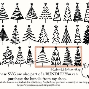 Christmas Tree Doodles | SVG and PNG Cut Files | Hand Drawn Icon ...