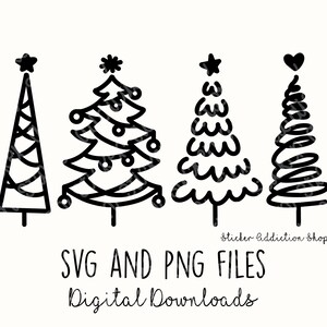 Christmas Tree Doodles | SVG and PNG Cut Files | Hand Drawn Icon ...