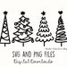 Christmas Tree Doodles | SVG and PNG Cut Files | Hand Drawn Icon ...