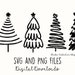 Christmas Tree Doodles | SVG and PNG Cut Files | Hand Drawn Icon ...