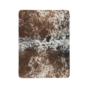 Western Cowhide Print Fleece Sherpa Blanket , Faux Cowhide Throw ...