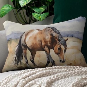 Western Horse Lumbar Lumbar Pillow, Farmhouse Pillow, Southwestern ...