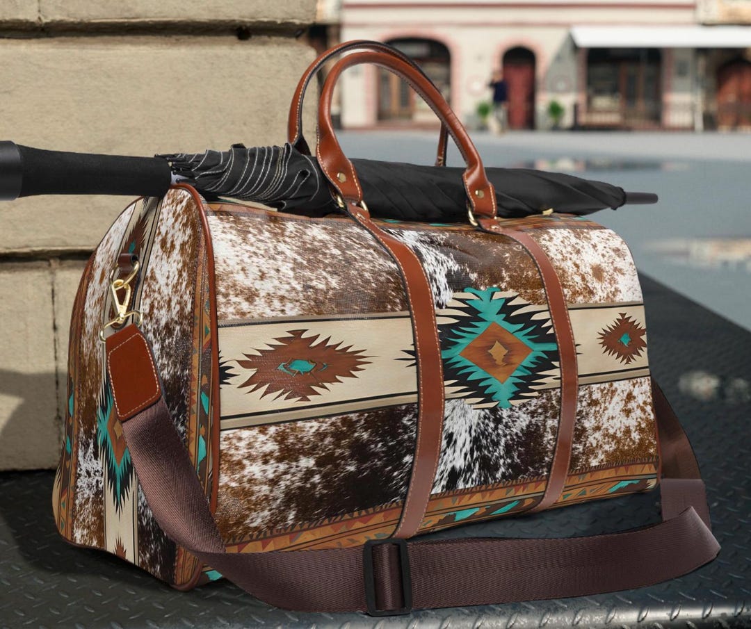 Travel Duffel Bag, Western Cowboy Style Personalized Cowhide Print ...