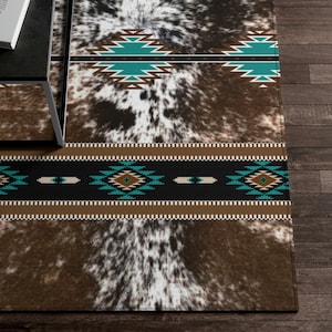 Western Cowhide Print Area Rug | Faux Cow Hide Accent Rug ...