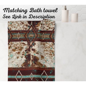 Cowhide Print Western Bath Mat | Cow Print Southwestern Bath Rug | Boho ...
