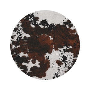 Cowhide Print Round Rug , Faux Cowhide Rug , Western Area Rug ...