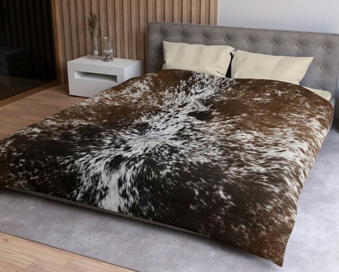 Western Cowhide Print Comforter | Faux Cow Hide Bedspread | Country ...