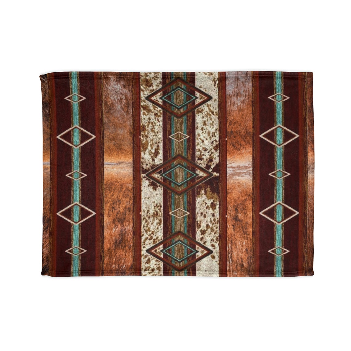 Western Cowhide Print Blanket , Southwestern Throw Blanket | Boho ...
