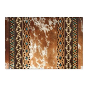 Western Cowhide Print Area Rug , Faux Cowhide Accent Rug , Southwestern ...