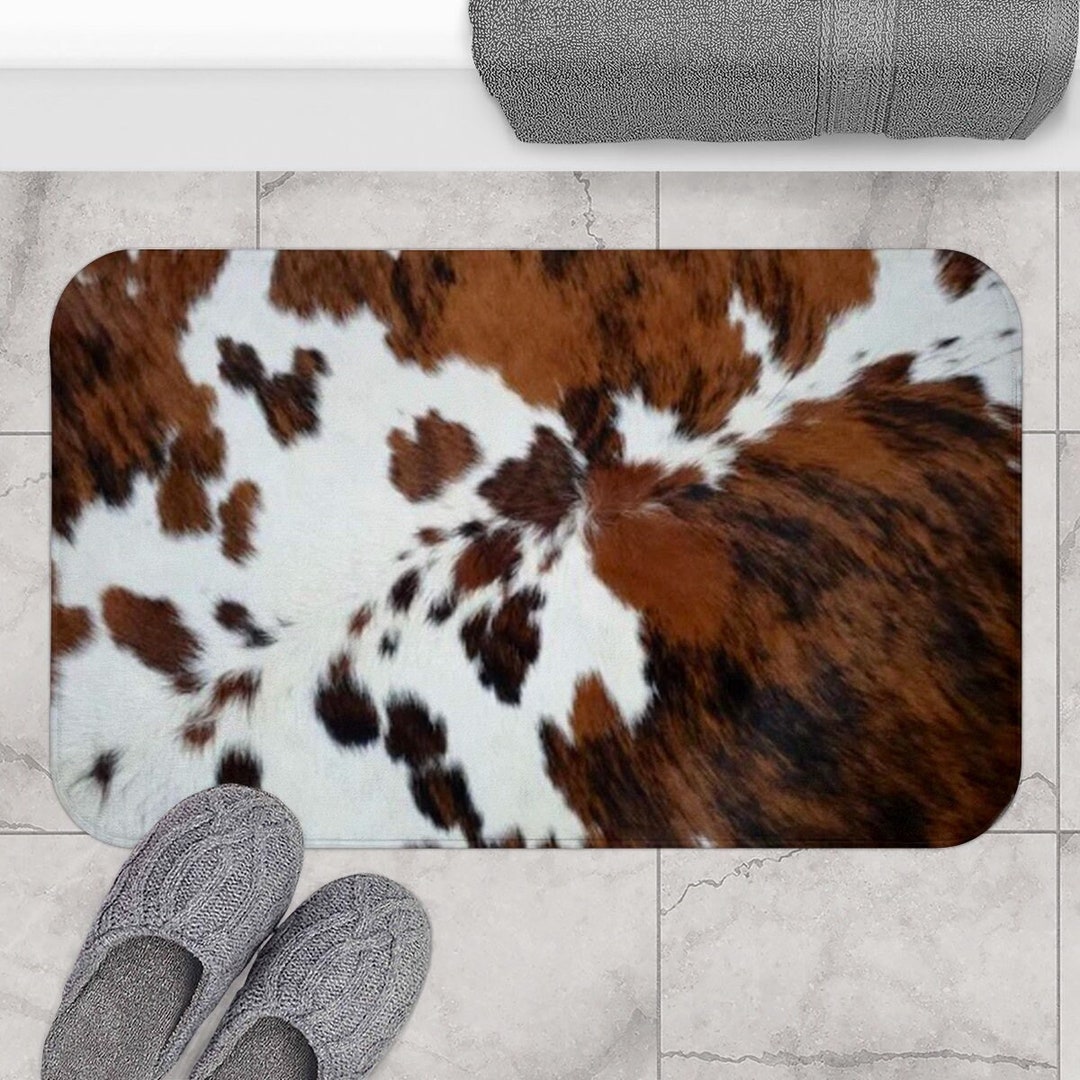 Cowhide Print Bath Mat, Faux Cowhide Bath Rug, Faux Cowhide Bathmat ...
