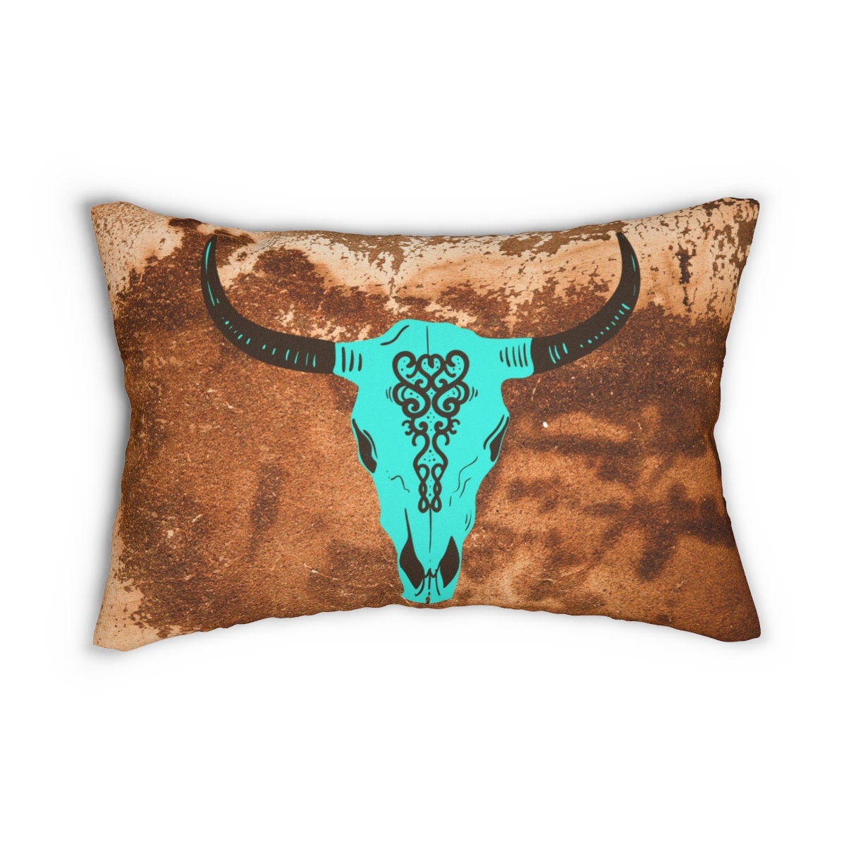 Western Turquoise Longhorn Throw Pillow | Cowboy Western Pillow ...