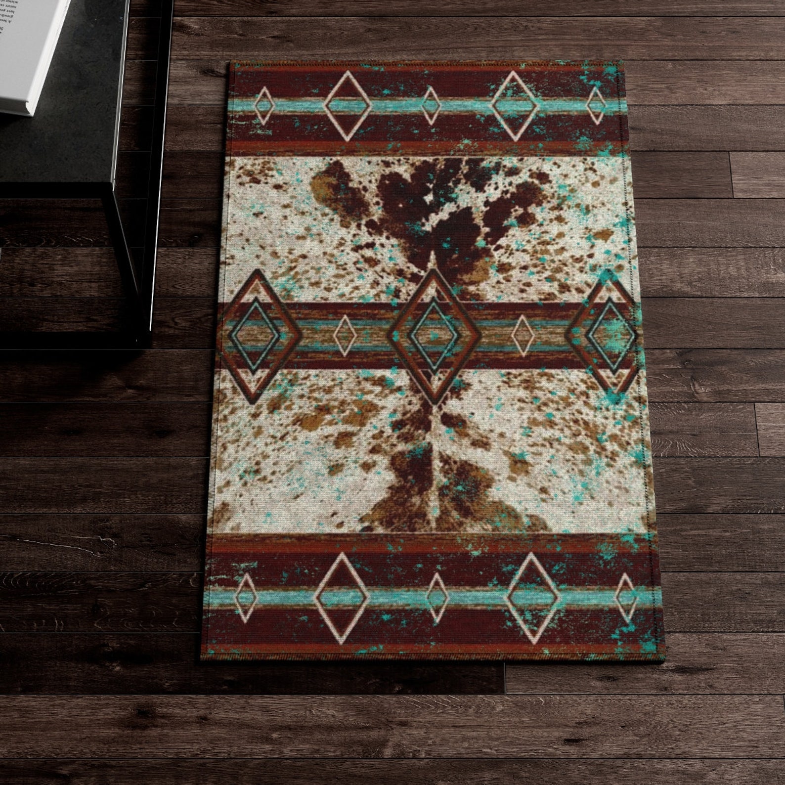 Western Cowhide Print Area Rug Boho Western Accent Rug - Etsy