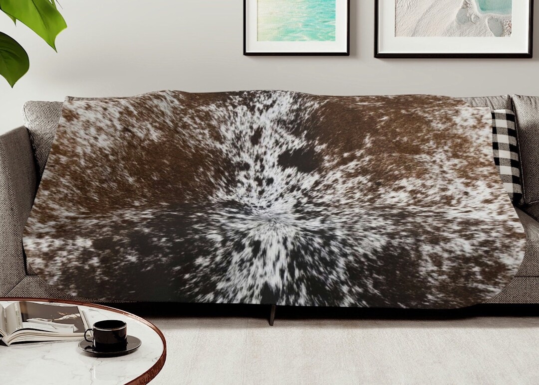 Cowhide Print Western Style Sherpa Blanket | Faux Cow Hide Throw ...