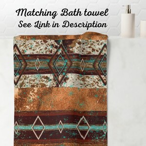 Western Cowhide Print Bath Mat | Boho Southwestern Bathmat | Country ...