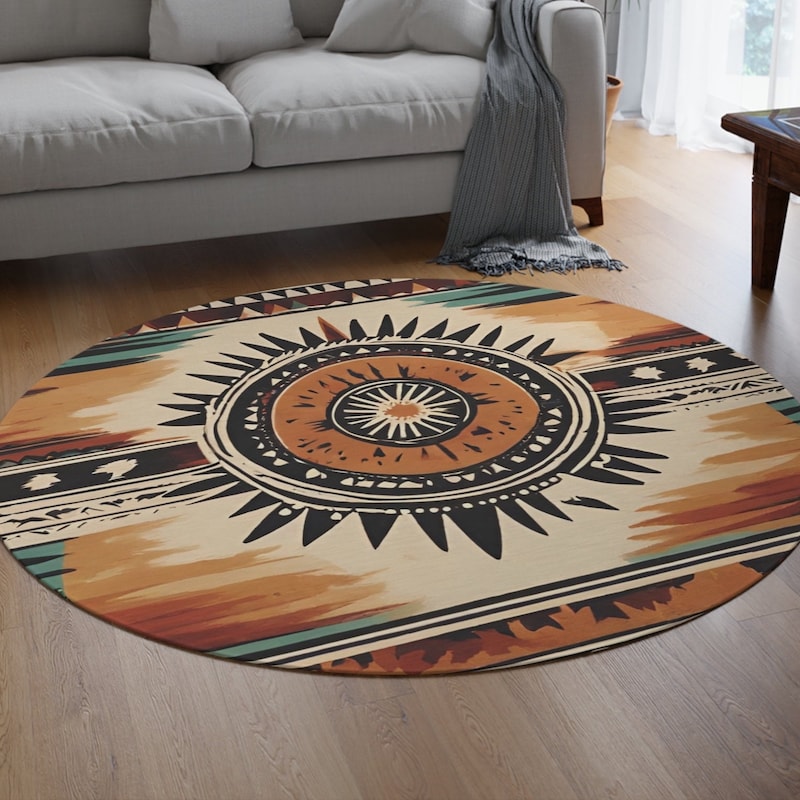 Round Boho Rug - Etsy