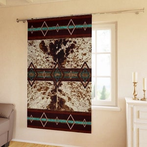 Western Cowhide Print Window Curtains | Boho Western Style Curtain ...