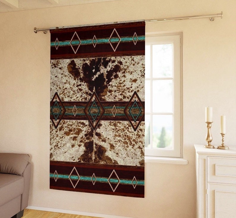 Western Cowhide Print Window Curtains Boho Western Style - Etsy