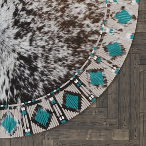 Cowhide Print Round Rug Western Boho Tribal Accent Rug Cow - Etsy