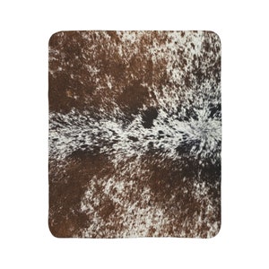 Western Cowhide Print Fleece Sherpa Blanket , Faux Cowhide Throw ...