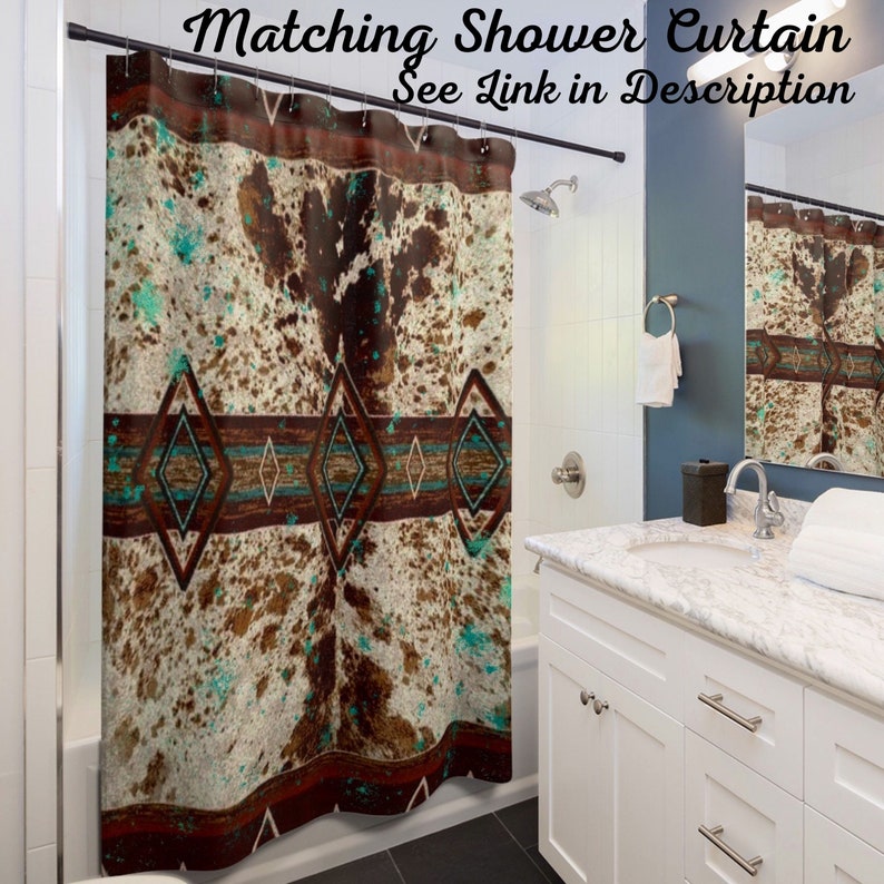 Cowhide Print Western Bath Mat Cow Print Southwestern Bath - Etsy