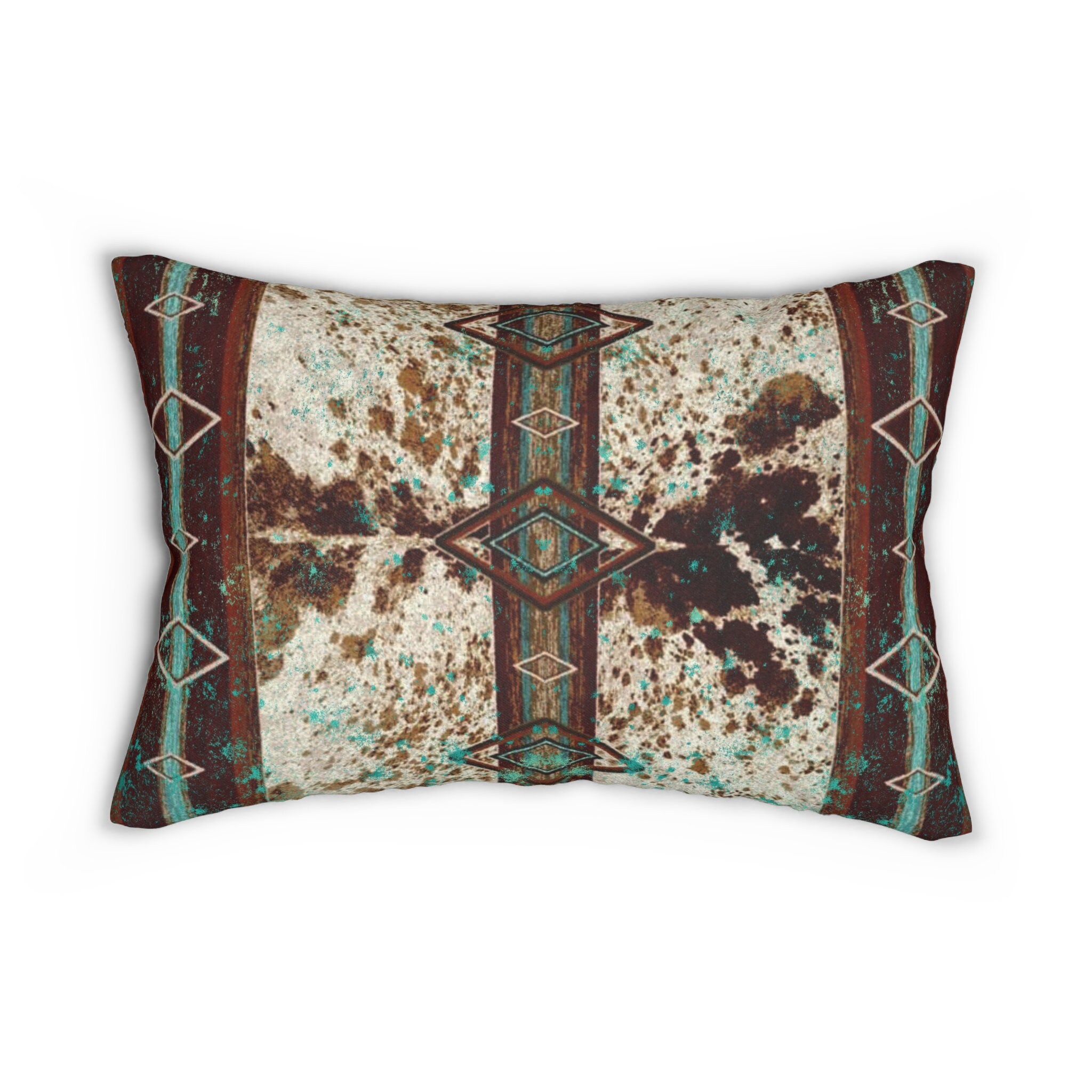 Western Cowhide Print Throw Pillow | Southwestern Lumbar Pillow ...